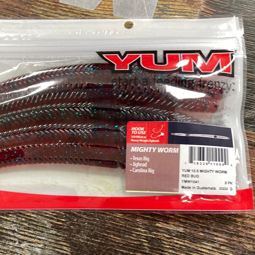 Yum 10.5 Mighty Worm - Red Bug – Lake Fork Resort