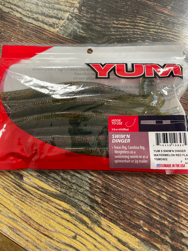 Yum Swim N Dinger 5" Watermelon Red Flake – Lake Fork Resort