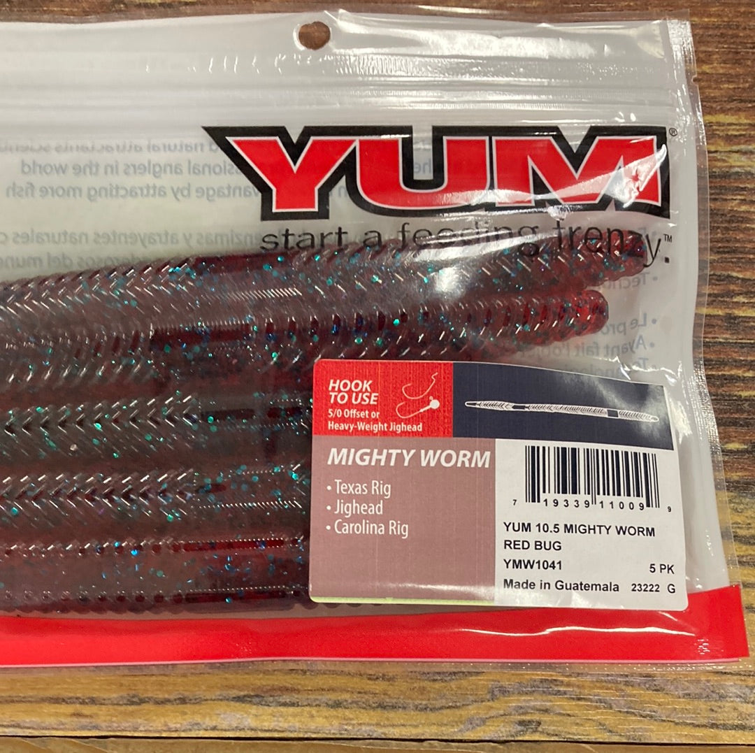 Yum 10.5 Mighty Worm - Red Bug – Lake Fork Resort