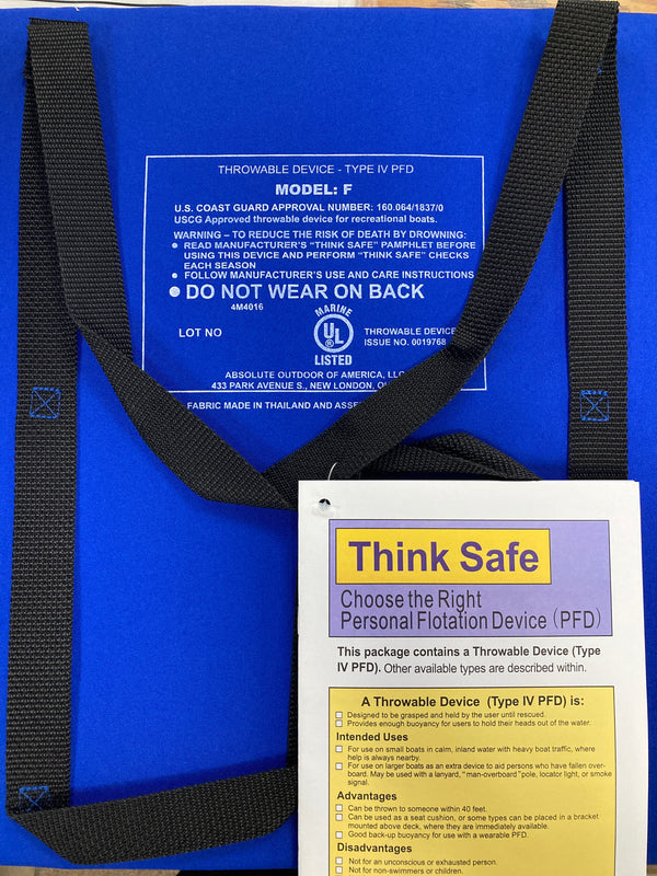 Think Safe Type IV PFD Boat Cushion- Blue – Lake Fork Resort