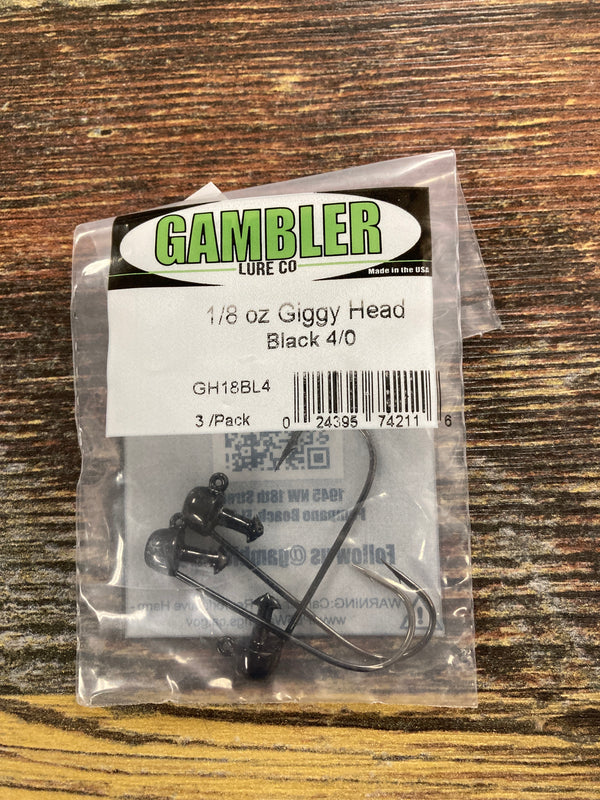 Gambler Giggy Head 1/8 oz. 4/0 Black – Lake Fork Resort