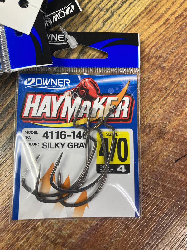 Owner Haymaker Hook 4/0 Silky Gray – Lake Fork Resort