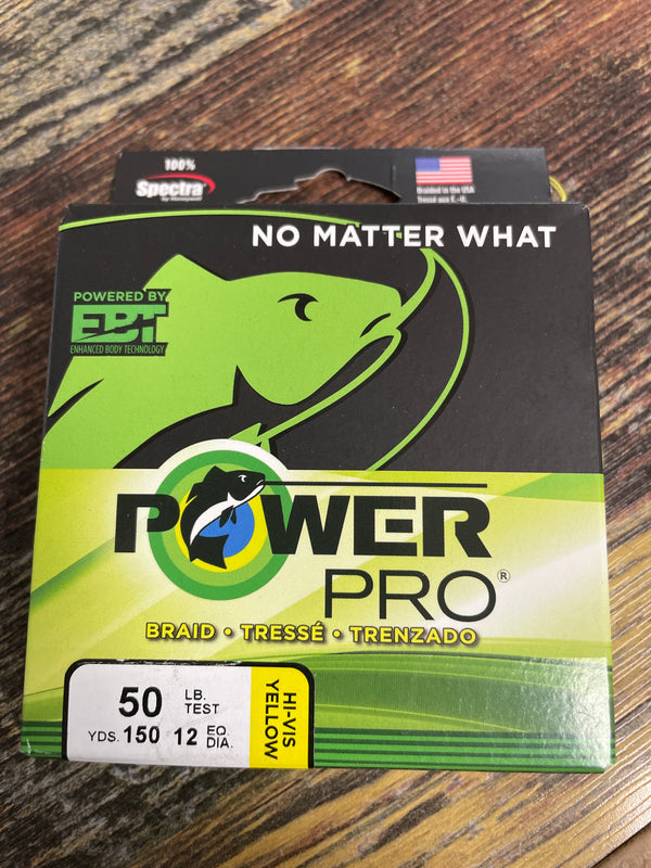 Power Pro 50 lb. 150 yd Hi Vis Yellow – Lake Fork Resort